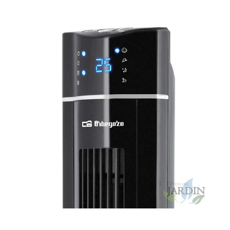 Orbegozo tower fan with remote control, Ionic, 60 W, LED front panel.