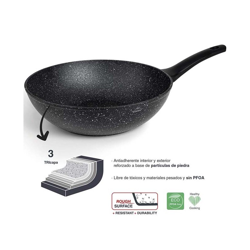 LACOR Sartén Wok Antiadherente, Ø28cm, Negro
