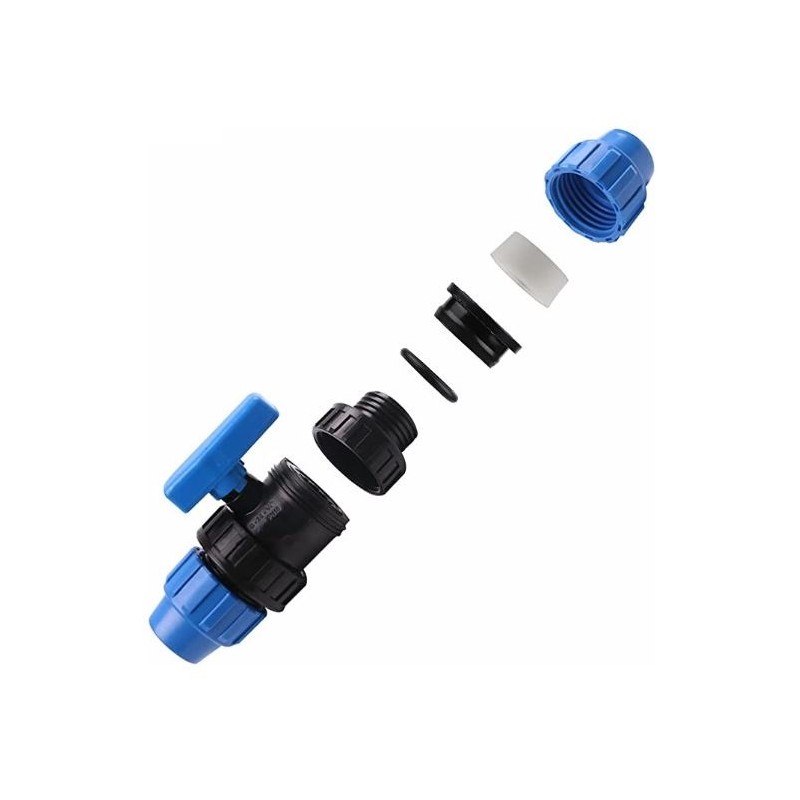 Valvola di raccordo in PE da 20 mm, rubinetto per tubi agricoli e alimentari