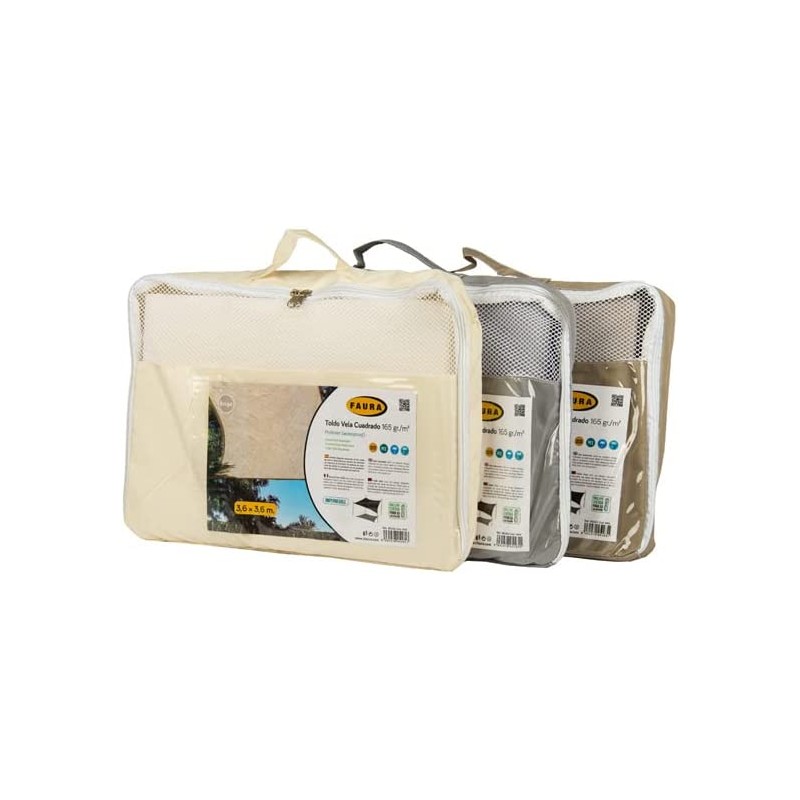 Beige triangular candle awning 150 gr / m2. 3.6 meters for gardens