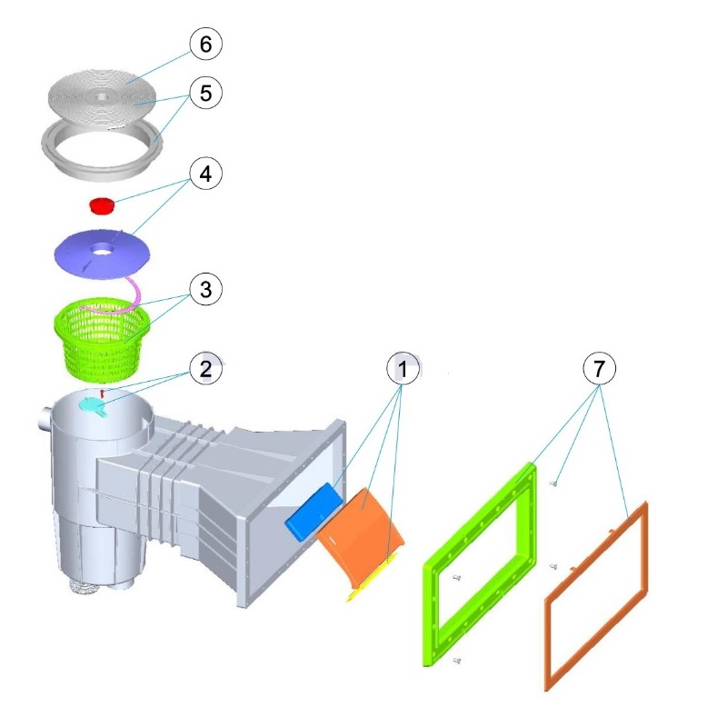 Skimmer 15 liters white concrete pool