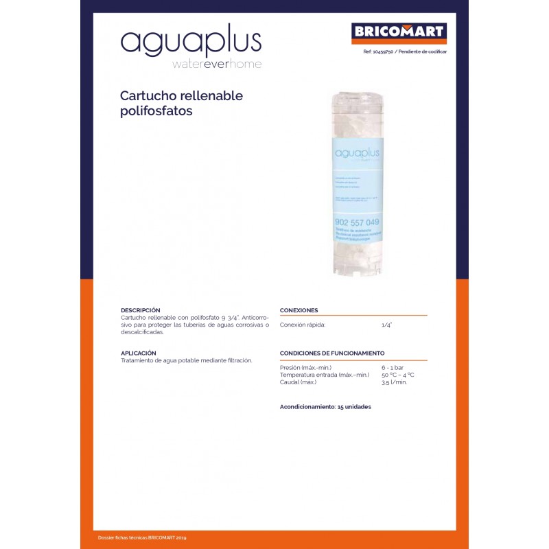 Polyphosphate salt cartridge in balls for 10" water filter, prevents ...