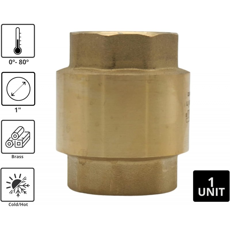 Brass check valve for pipes
