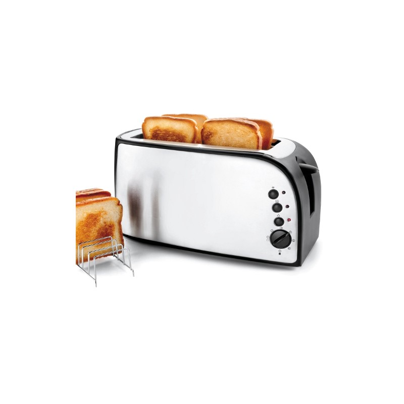 Elongated slot toaster, double slot, Power 1500W, made of stainless steel