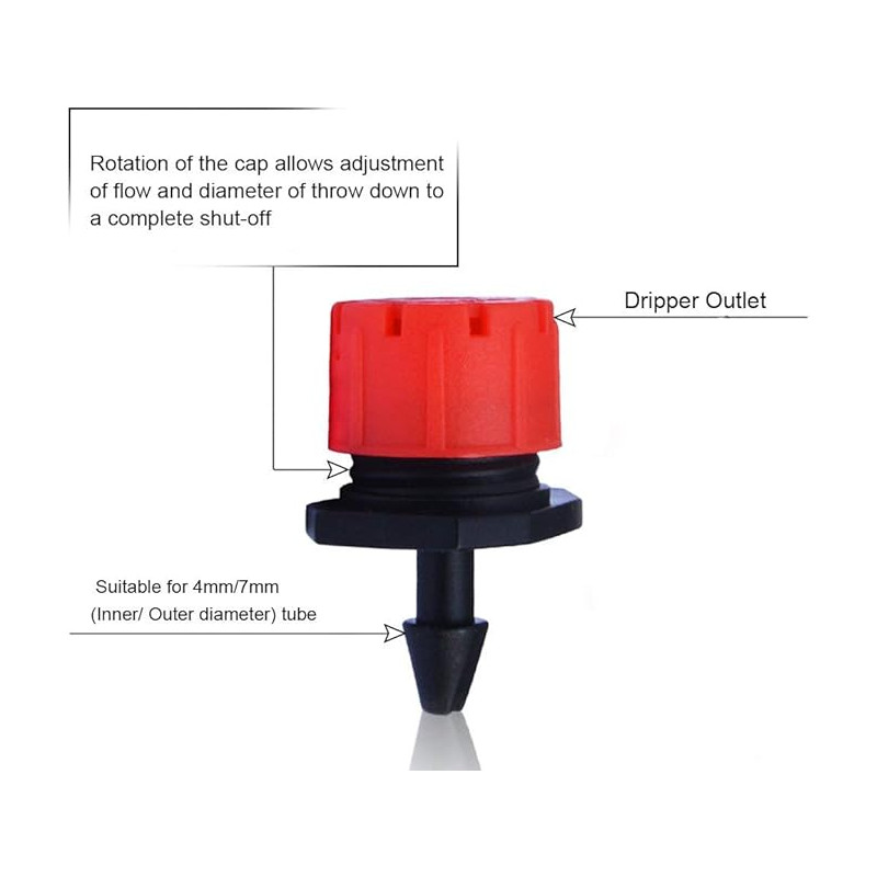 Drip pipe 16mm 100 meters + 200 Adjustable drippers 0 to 70 l / h