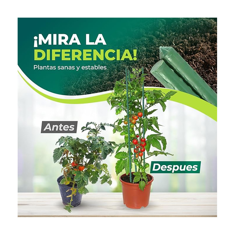Tutor Acero Plastificado 180cm 11 mm | Varillas para Plantas y Arbol