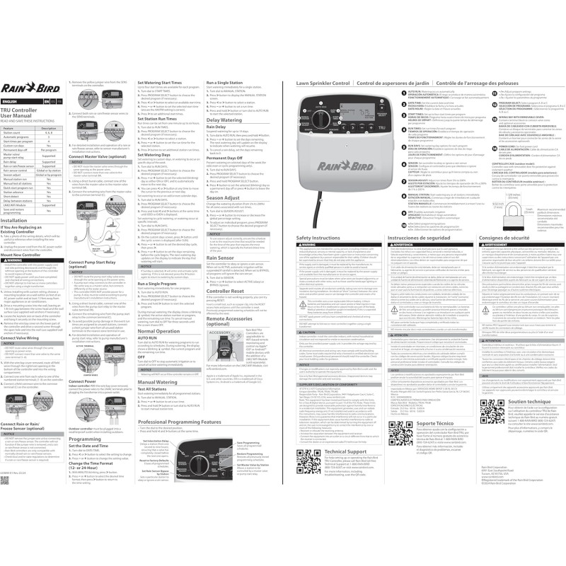 Rain Bird WPX1 irrigation controller + 100DV 9V 1" solenoid valve