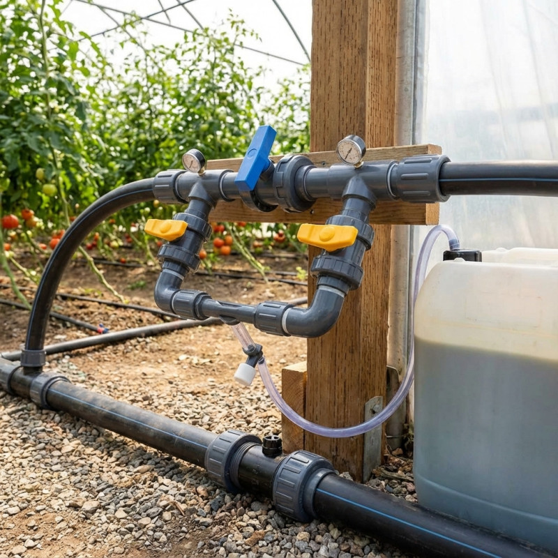 Fertilizer venturi injector 25Ø 2mm with tap and flow meter