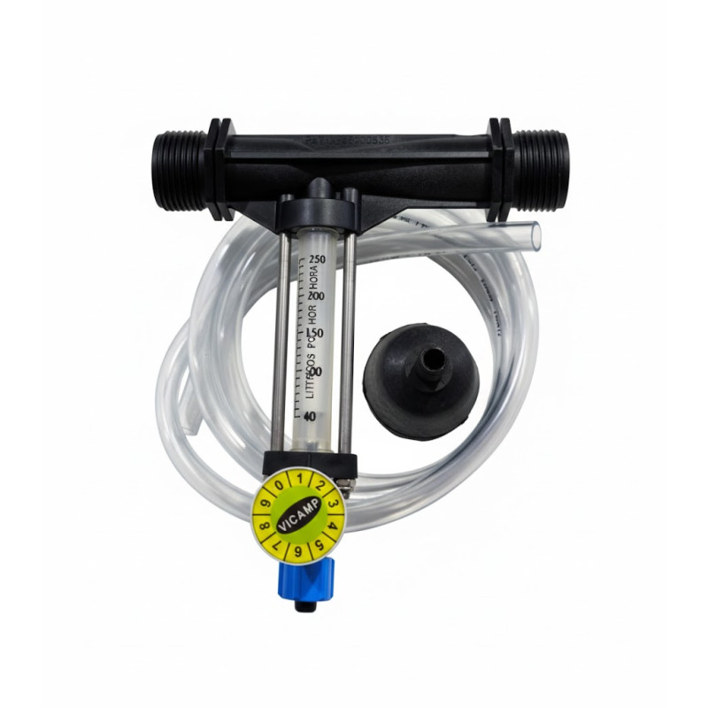 Fertilizer venturi injector 25Ø 2mm with tap and flow meter