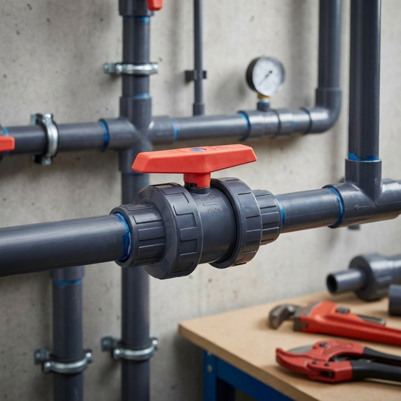 50mm glue-in ball valve for PVC pipe. Maximum pressure 10 bar. For use ...