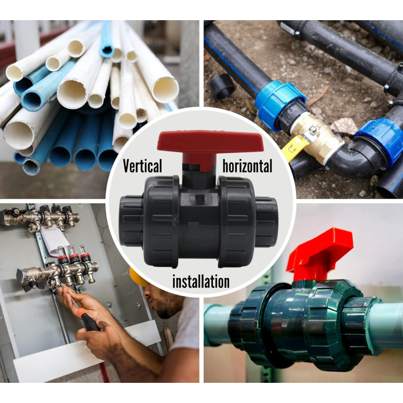 50mm glue-in ball valve for PVC pipe. Maximum pressure 10 bar. For use ...