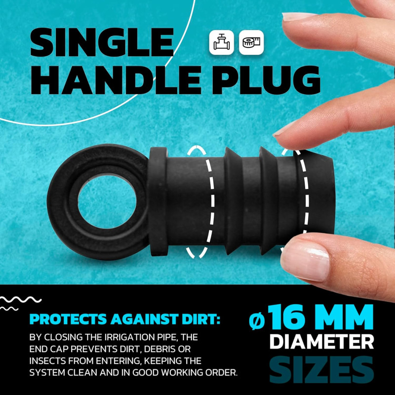 Irrigation Pipe End Cap | 16mm End Cap | Pack of 10 Drip End Caps