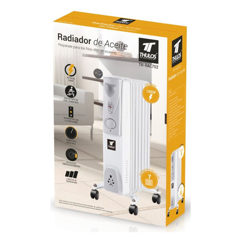 Thulos 1500W Oil Radiator, 7 Heating Elements