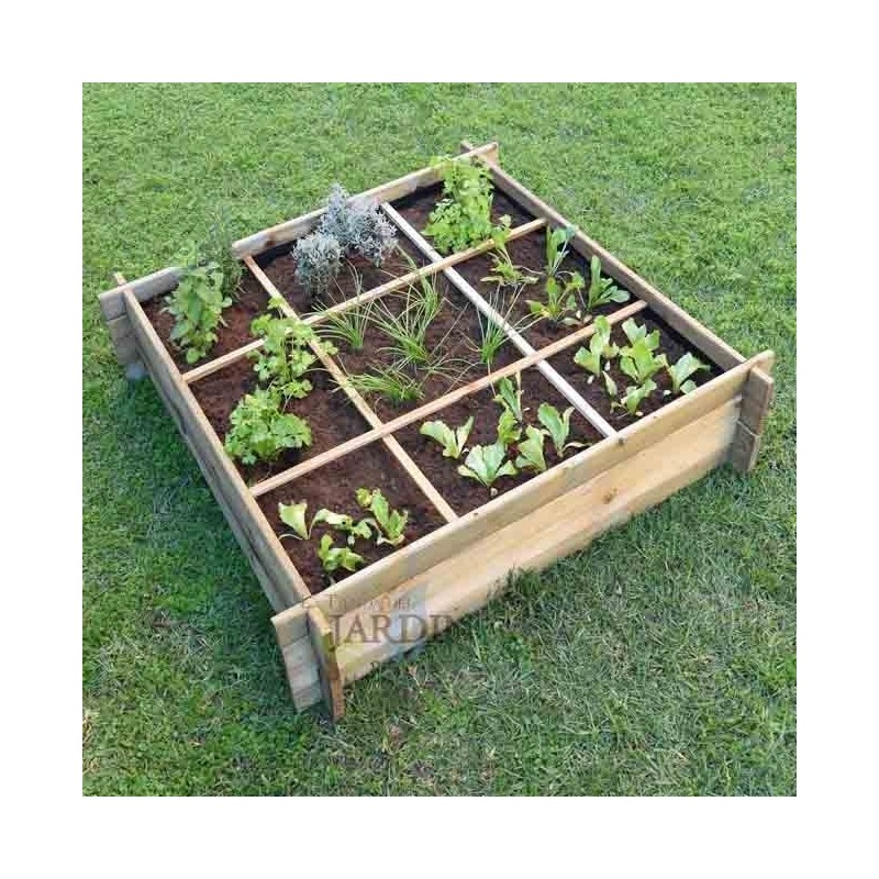 Huerto Urbano de madera 104 x 104 x 24 cm, 9 departamentos
